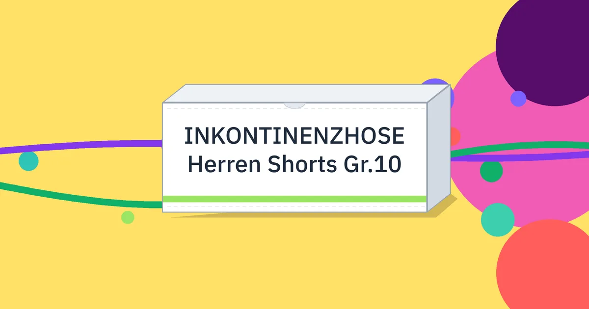 Symbolbild: Packung mit der Aufschrift INKONTINENZHOSE Herren Shorts Gr.10 (PZN 02450316) – Verfügbarkeit und Bezug in Apotheken in Frankfurt am Main