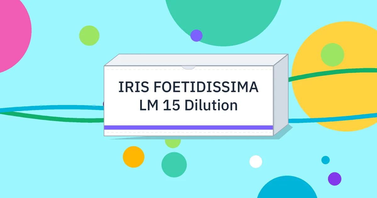 Symbolbild: Packung mit der Aufschrift IRIS FOETIDISSIMA LM 15 Dilution (PZN 12913941) – Verfügbarkeit und Bezug in Apotheken in Frankfurt am Main