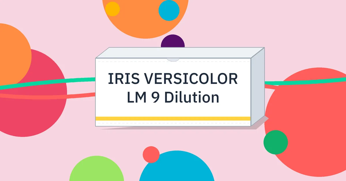 Symbolbild: Packung mit der Aufschrift IRIS VERSICOLOR LM 9 Dilution (PZN 12914797) – Verfügbarkeit und Bezug in Apotheken in Frankfurt am Main