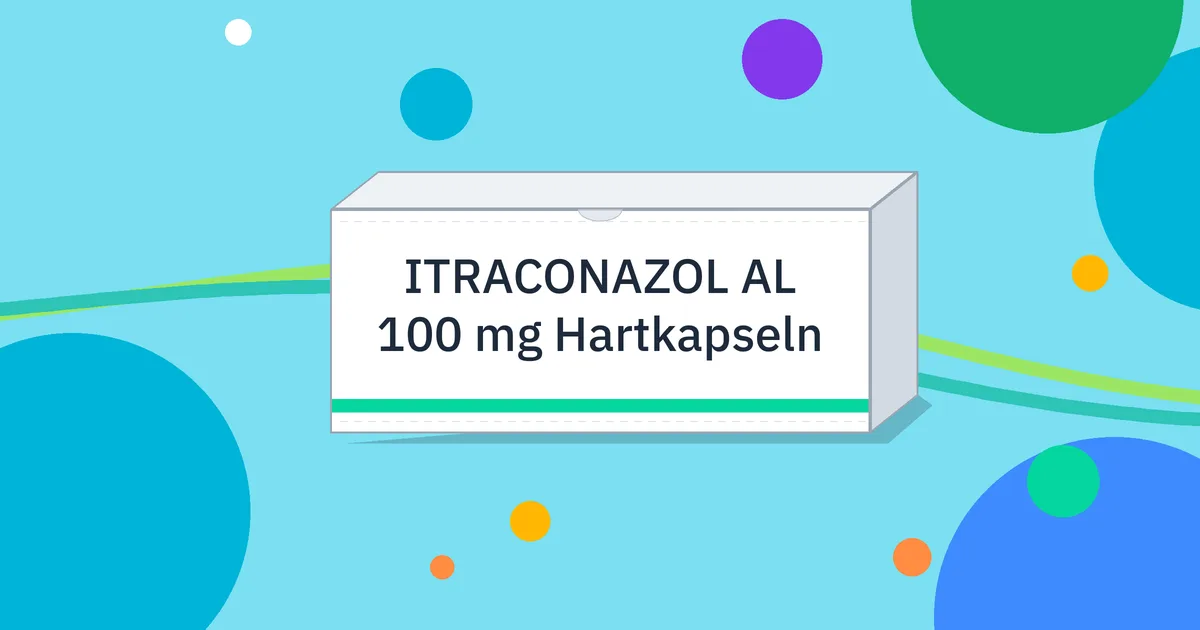 Symbolbild: Packung mit der Aufschrift ITRACONAZOL AL 100 mg Hartkapseln (PZN 00007350) – Verfügbarkeit und Bezug in Apotheken in Frankfurt am Main
