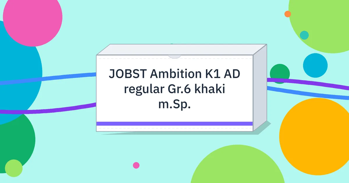Symbolbild: Packung mit der Aufschrift JOBST Ambition K1 AD regular Gr.6 khaki m.Sp. (PZN 11020282) – Verfügbarkeit und Bezug in Apotheken in Frankfurt am Main