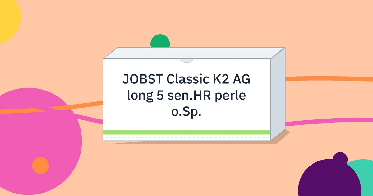 Symbolbild: Packung mit der Aufschrift JOBST Classic K2 AG long 5 sen.HR perle o.Sp. (PZN 17958753) – Verfügbarkeit und Bezug in Apotheken in Frankfurt am Main