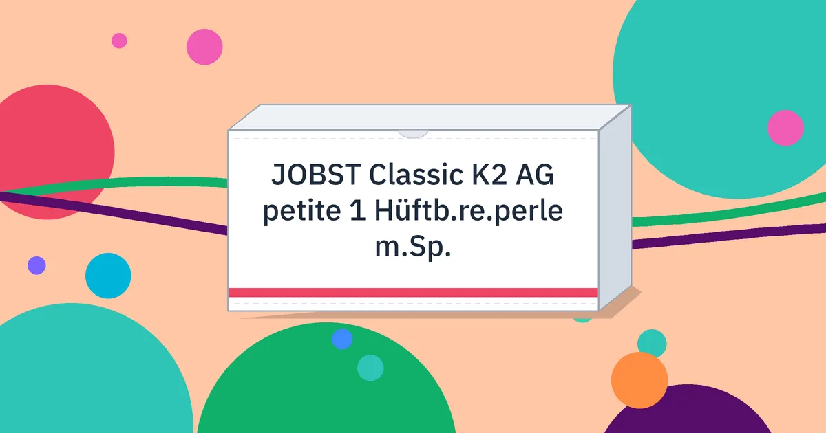 Symbolbild: Packung mit der Aufschrift JOBST Classic K2 AG petite 1 Hüftb.re.perle m.Sp. (PZN 13065337) – Verfügbarkeit und Bezug in Apotheken in Frankfurt am Main