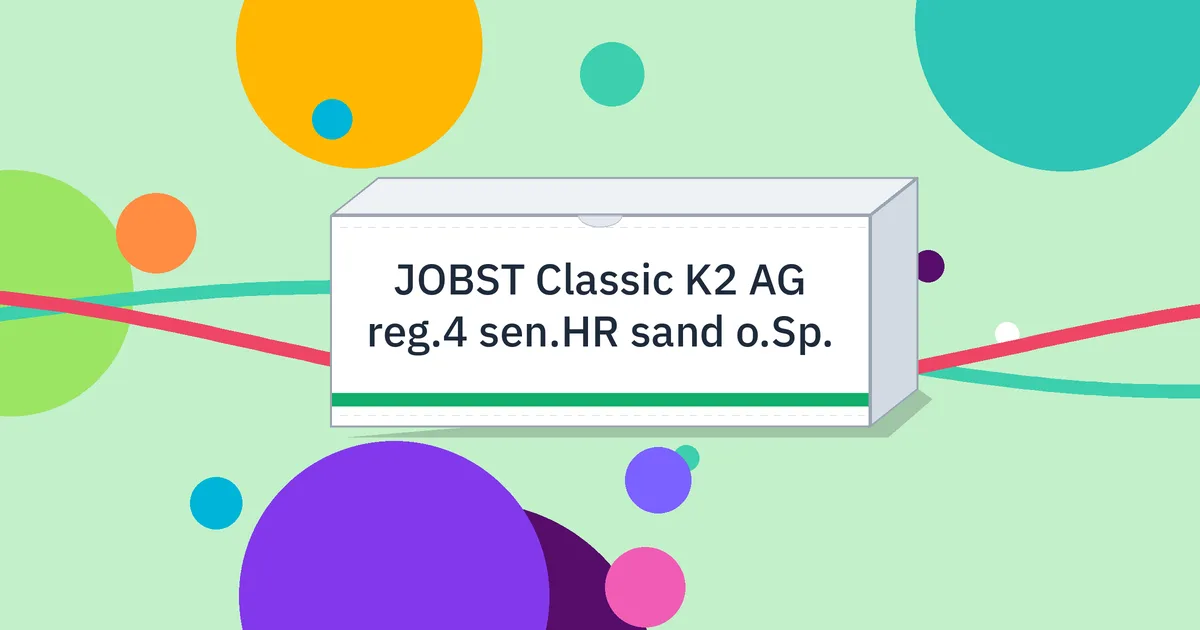 Symbolbild: Packung mit der Aufschrift JOBST Classic K2 AG reg.4 sen.HR sand o.Sp. (PZN 17960158) – Verfügbarkeit und Bezug in Apotheken in Frankfurt am Main