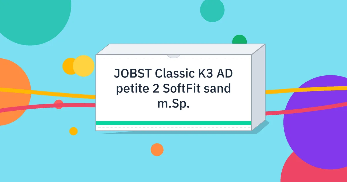 Symbolbild: Packung mit der Aufschrift JOBST Classic K3 AD petite 2 SoftFit sand m.Sp. (PZN 14223347) – Verfügbarkeit und Bezug in Apotheken in Frankfurt am Main