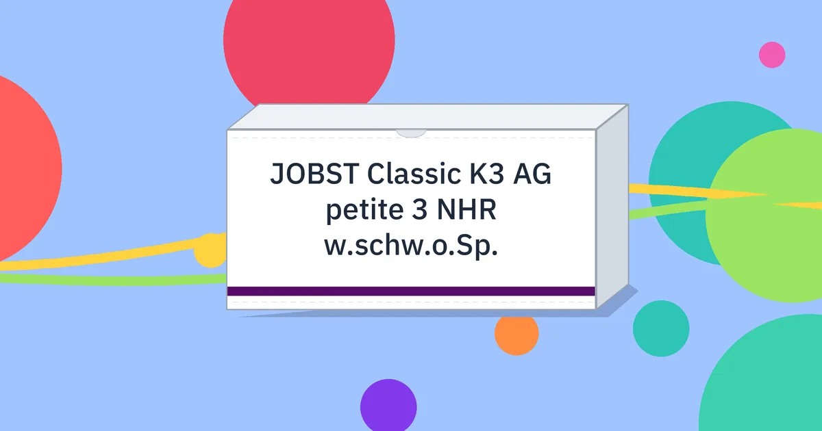 Symbolbild: Packung mit der Aufschrift JOBST Classic K3 AG petite 3 NHR w.schw.o.Sp. (PZN 13073199) – Verfügbarkeit und Bezug in Apotheken in Frankfurt am Main