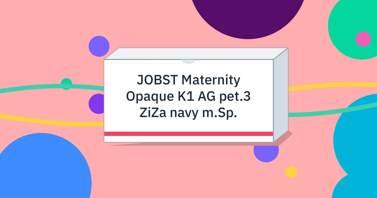 Symbolbild: Packung mit der Aufschrift JOBST Maternity Opaque K1 AG pet.3 ZiZa navy m.Sp. (PZN 15859656) – Verfügbarkeit und Bezug in Apotheken in Frankfurt am Main