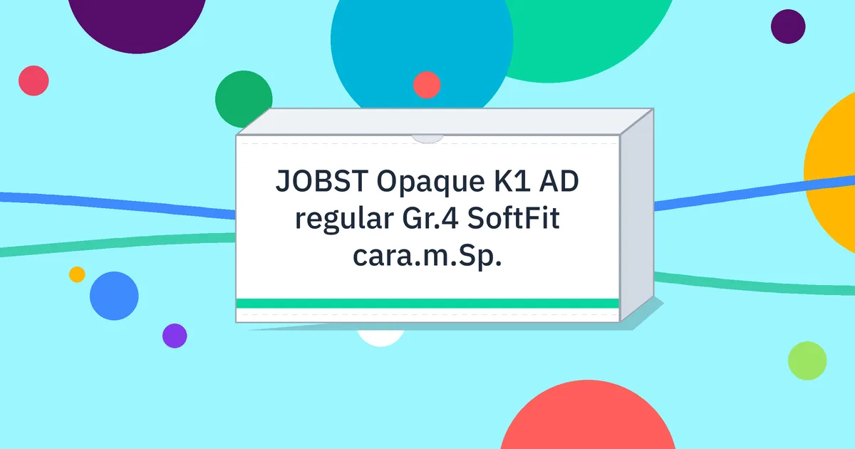 Symbolbild: Packung mit der Aufschrift JOBST Opaque K1 AD regular Gr.4 SoftFit cara.m.Sp. (PZN 13081709) – Verfügbarkeit und Bezug in Apotheken in Frankfurt am Main