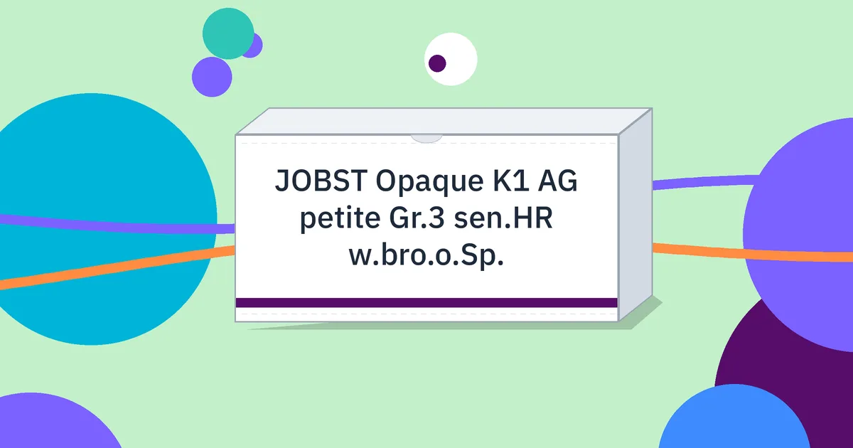 Symbolbild: Packung mit der Aufschrift JOBST Opaque K1 AG petite Gr.3 sen.HR w.bro.o.Sp. (PZN 13089131) – Verfügbarkeit und Bezug in Apotheken in Frankfurt am Main