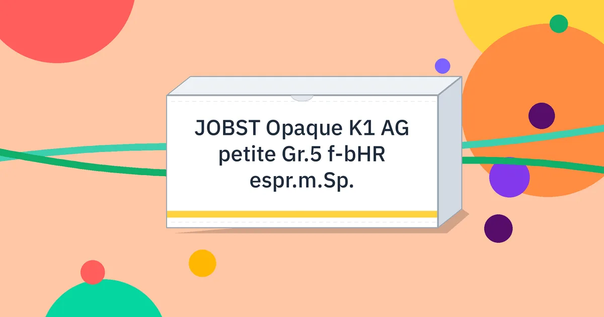 Symbolbild: Packung mit der Aufschrift JOBST Opaque K1 AG petite Gr.5 f-bHR espr.m.Sp. (PZN 16270523) – Verfügbarkeit und Bezug in Apotheken in Frankfurt am Main