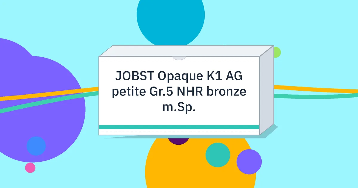 Symbolbild: Packung mit der Aufschrift JOBST Opaque K1 AG petite Gr.5 NHR bronze m.Sp. (PZN 13084292) – Verfügbarkeit und Bezug in Apotheken in Frankfurt am Main