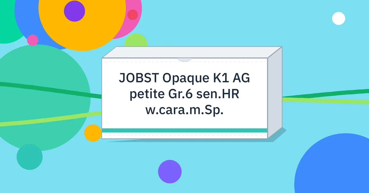 Symbolbild: Packung mit der Aufschrift JOBST Opaque K1 AG petite Gr.6 sen.HR w.cara.m.Sp. (PZN 13085972) – Verfügbarkeit und Bezug in Apotheken in Frankfurt am Main