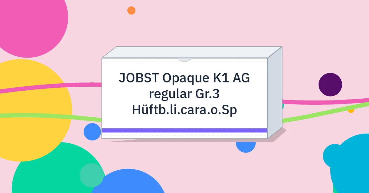 Symbolbild: Packung mit der Aufschrift JOBST Opaque K1 AG regular Gr.3 Hüftb.li.cara.o.Sp (PZN 13100068) – Verfügbarkeit und Bezug in Apotheken in Frankfurt am Main