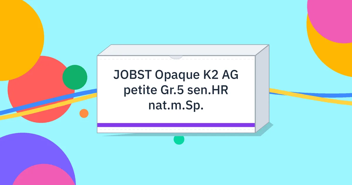 Symbolbild: Packung mit der Aufschrift JOBST Opaque K2 AG petite Gr.5 sen.HR nat.m.Sp. (PZN 12142691) – Verfügbarkeit und Bezug in Apotheken in Frankfurt am Main