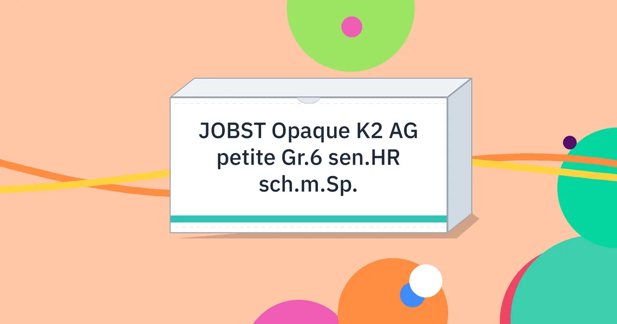 Symbolbild: Packung mit der Aufschrift JOBST Opaque K2 AG petite Gr.6 sen.HR sch.m.Sp. (PZN 12143006) – Verfügbarkeit und Bezug in Apotheken in Frankfurt am Main