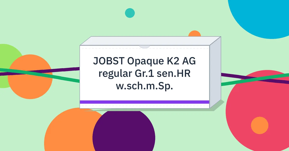 Symbolbild: Packung mit der Aufschrift JOBST Opaque K2 AG regular Gr.1 sen.HR w.sch.m.Sp. (PZN 11254608) – Verfügbarkeit und Bezug in Apotheken in Frankfurt am Main