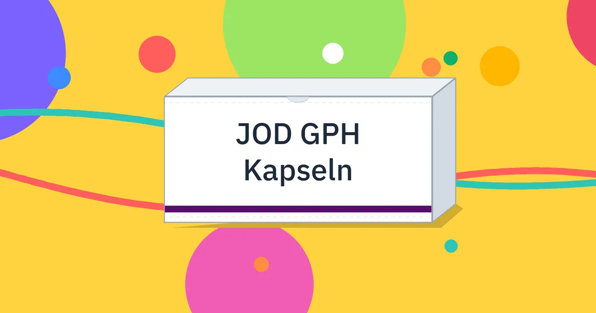 Symbolbild: Packung mit der Aufschrift JOD GPH Kapseln (PZN 07604043) – Verfügbarkeit und Bezug in Apotheken in Frankfurt am Main