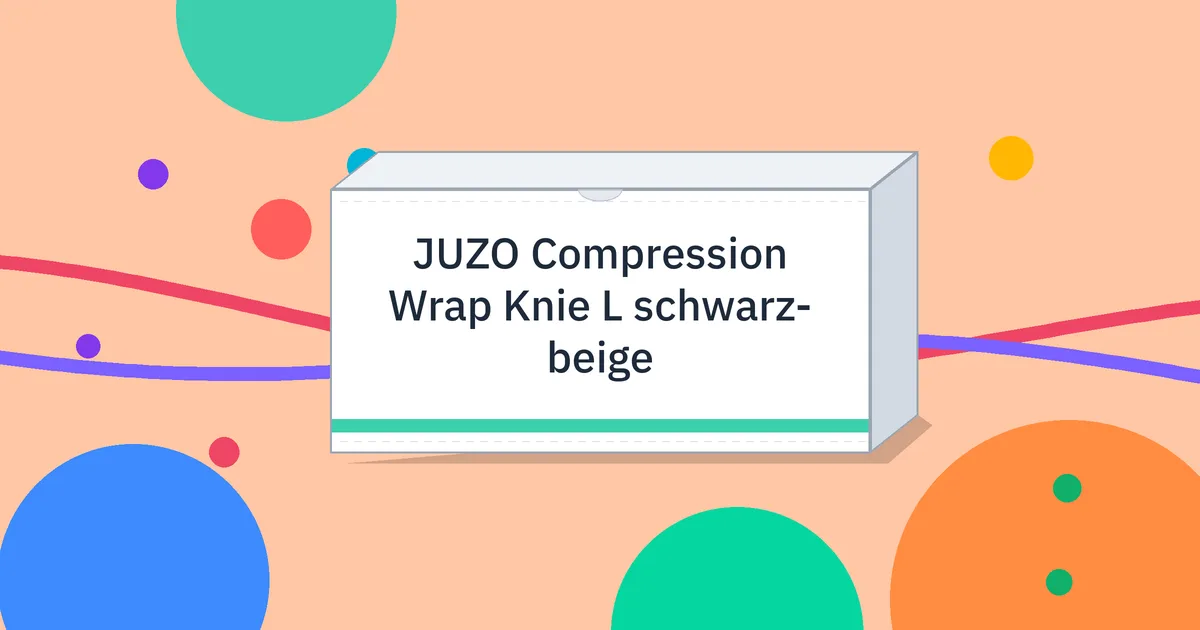 Symbolbild: Packung mit der Aufschrift JUZO Compression Wrap Knie L schwarz-beige (PZN 16143380) – Verfügbarkeit und Bezug in Apotheken in Frankfurt am Main