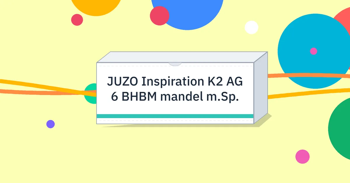 Symbolbild: Packung mit der Aufschrift JUZO Inspiration K2 AG 6 BHBM mandel m.Sp. (PZN 14874961) – Verfügbarkeit und Bezug in Apotheken in Frankfurt am Main