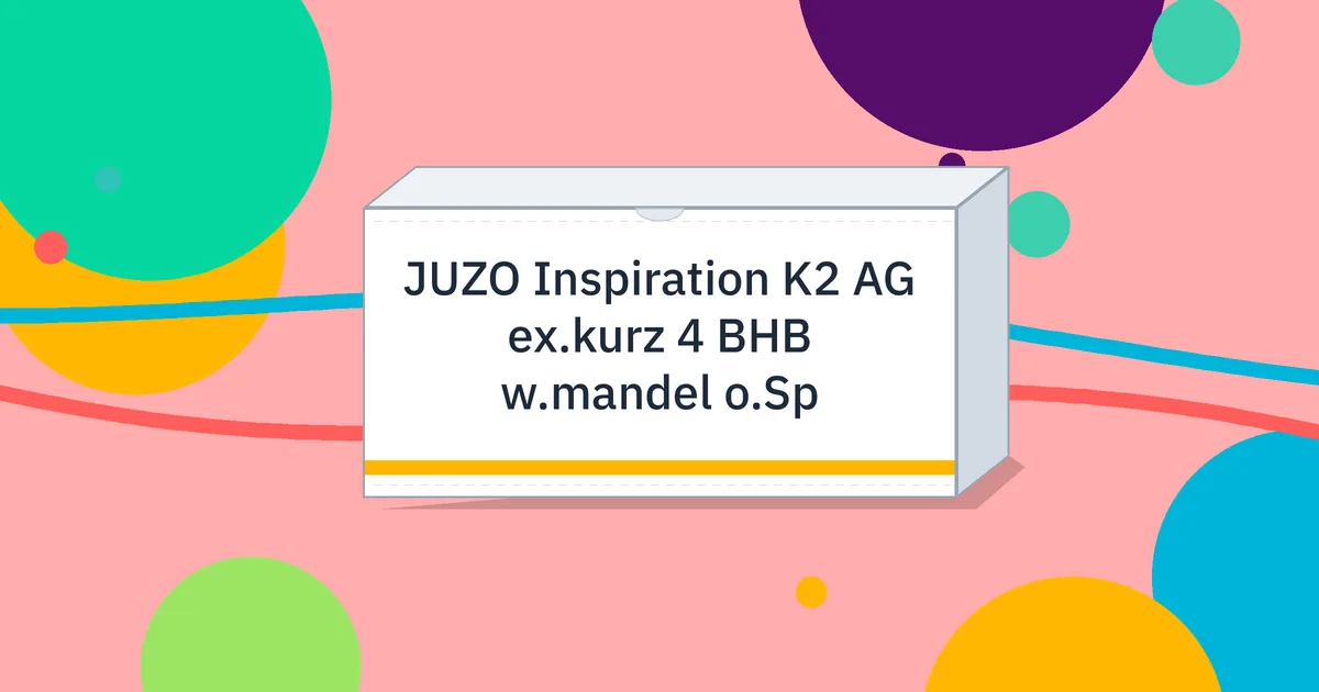 Symbolbild: Packung mit der Aufschrift JUZO Inspiration K2 AG ex.kurz 4 BHB w.mandel o.Sp (PZN 14852155) – Verfügbarkeit und Bezug in Apotheken in Frankfurt am Main