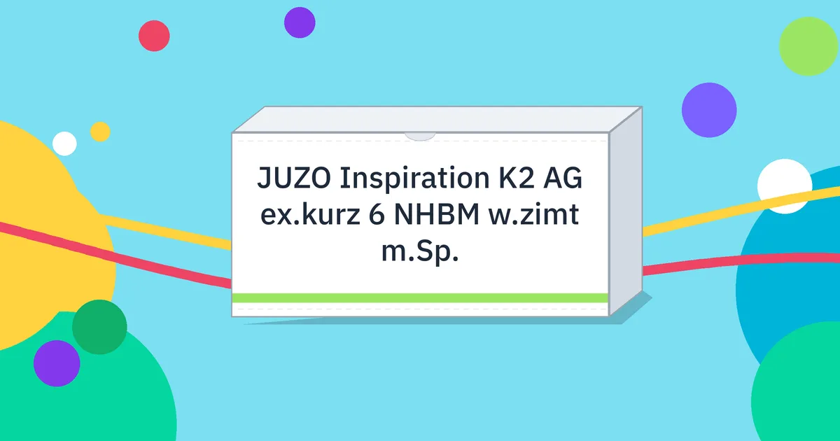 Symbolbild: Packung mit der Aufschrift JUZO Inspiration K2 AG ex.kurz 6 NHBM w.zimt m.Sp. (PZN 14965540) – Verfügbarkeit und Bezug in Apotheken in Frankfurt am Main