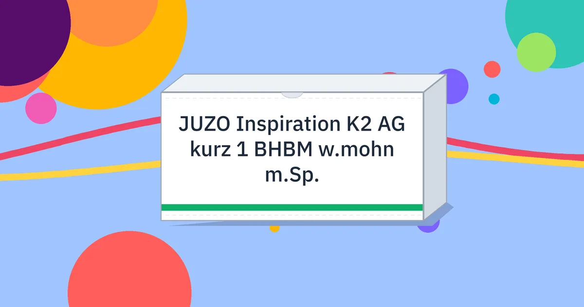 Symbolbild: Packung mit der Aufschrift JUZO Inspiration K2 AG kurz 1 BHBM w.mohn m.Sp. (PZN 14883546) – Verfügbarkeit und Bezug in Apotheken in Frankfurt am Main