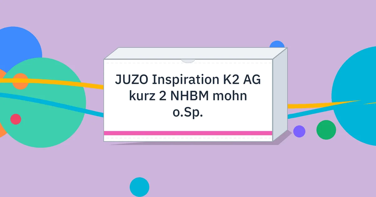 Symbolbild: Packung mit der Aufschrift JUZO Inspiration K2 AG kurz 2 NHBM mohn o.Sp. (PZN 14920833) – Verfügbarkeit und Bezug in Apotheken in Frankfurt am Main
