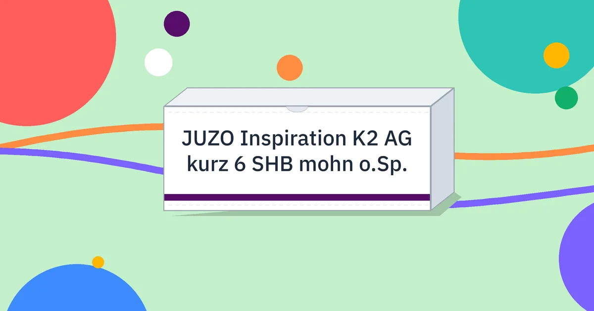Symbolbild: Packung mit der Aufschrift JUZO Inspiration K2 AG kurz 6 SHB mohn o.Sp. (PZN 14923381) – Verfügbarkeit und Bezug in Apotheken in Frankfurt am Main