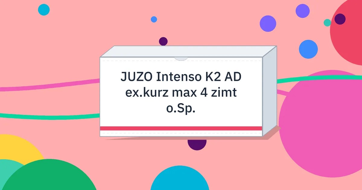 Symbolbild: Packung mit der Aufschrift JUZO Intenso K2 AD ex.kurz max 4 zimt o.Sp. (PZN 18617385) – Verfügbarkeit und Bezug in Apotheken in Frankfurt am Main