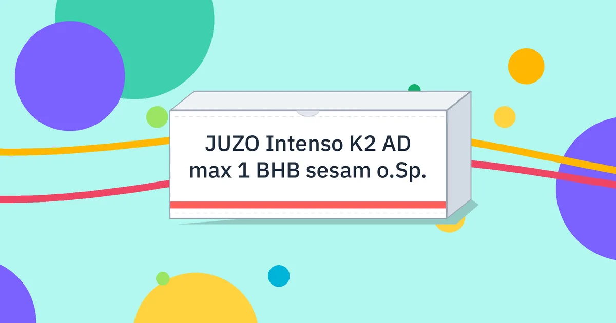 Symbolbild: Packung mit der Aufschrift JUZO Intenso K2 AD max 1 BHB sesam o.Sp. (PZN 18626786) – Verfügbarkeit und Bezug in Apotheken in Frankfurt am Main