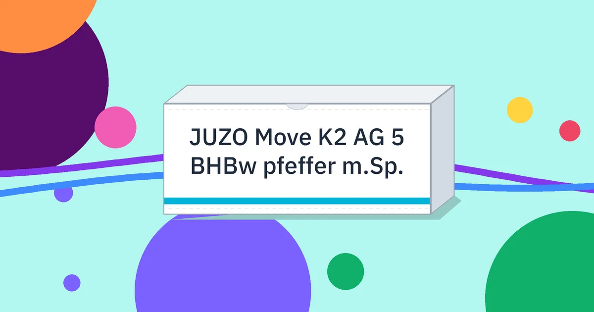 Symbolbild: Packung mit der Aufschrift JUZO Move K2 AG 5 BHBw pfeffer m.Sp. (PZN 16645874) – Verfügbarkeit und Bezug in Apotheken in Frankfurt am Main