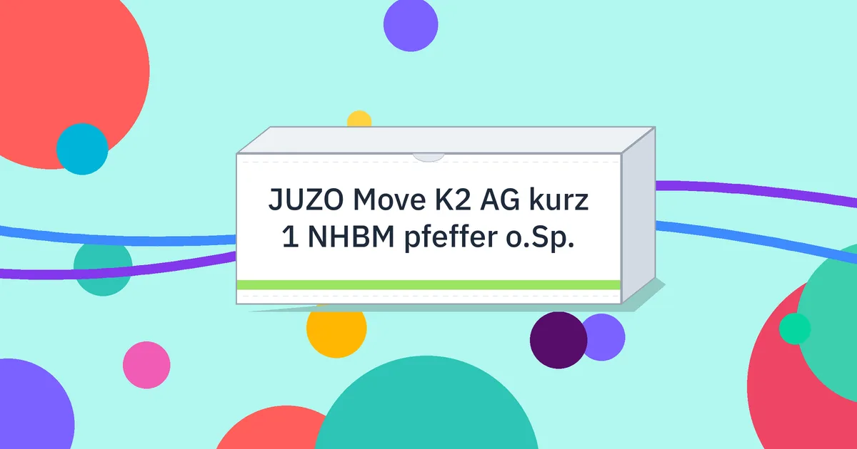 Symbolbild: Packung mit der Aufschrift JUZO Move K2 AG kurz 1 NHBM pfeffer o.Sp. (PZN 16642870) – Verfügbarkeit und Bezug in Apotheken in Frankfurt am Main