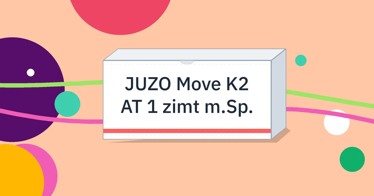 Symbolbild: Packung mit der Aufschrift JUZO Move K2 AT 1 zimt m.Sp. (PZN 20667574) – Verfügbarkeit und Bezug in Apotheken in Frankfurt am Main