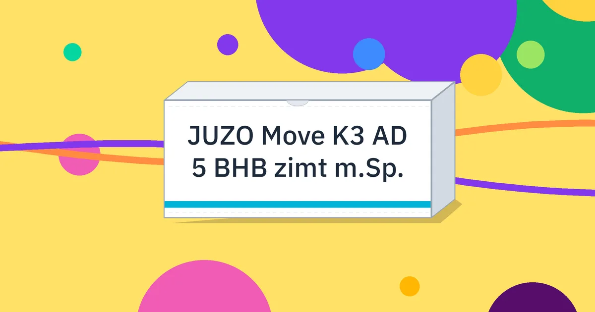 Symbolbild: Packung mit der Aufschrift JUZO Move K3 AD 5 BHB zimt m.Sp. (PZN 18567061) – Verfügbarkeit und Bezug in Apotheken in Frankfurt am Main