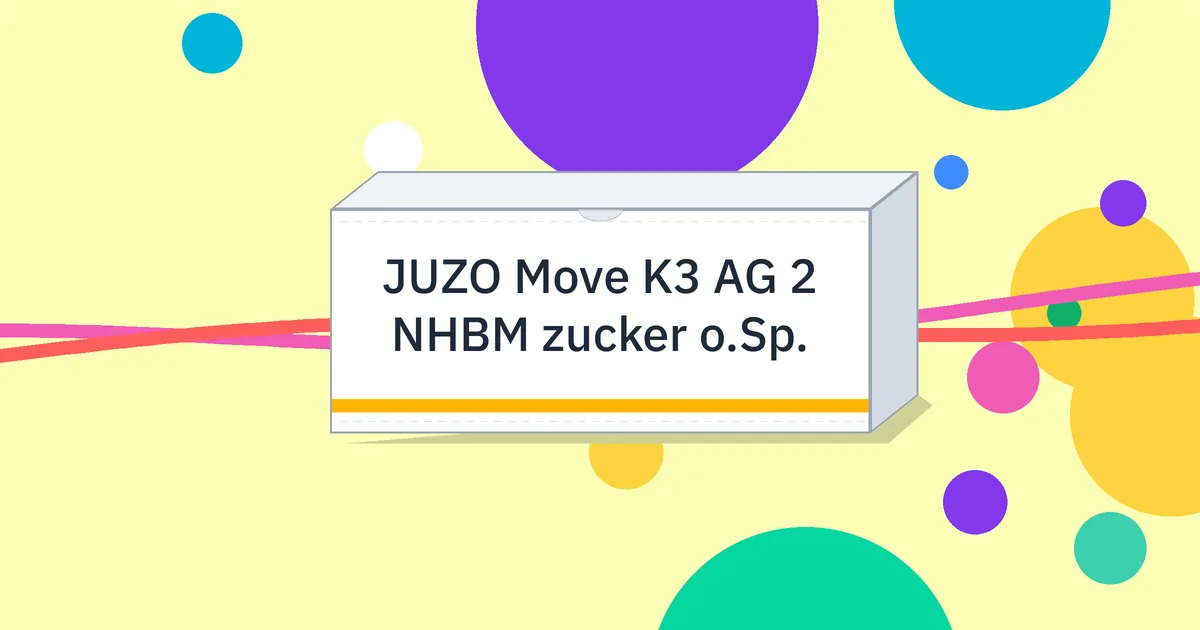 Symbolbild: Packung mit der Aufschrift JUZO Move K3 AG 2 NHBM zucker o.Sp. (PZN 18576657) – Verfügbarkeit und Bezug in Apotheken in Frankfurt am Main