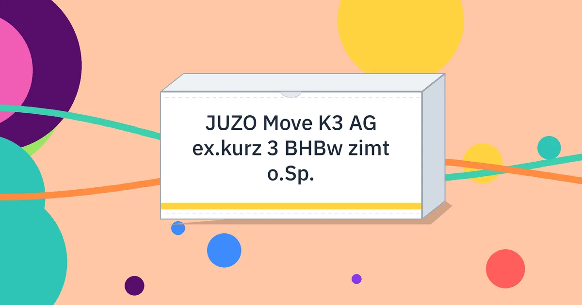 Symbolbild: Packung mit der Aufschrift JUZO Move K3 AG ex.kurz 3 BHBw zimt o.Sp. (PZN 18585751) – Verfügbarkeit und Bezug in Apotheken in Frankfurt am Main