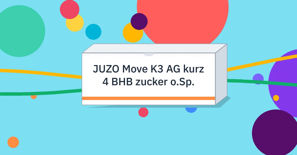 Symbolbild: Packung mit der Aufschrift JUZO Move K3 AG kurz 4 BHB zucker o.Sp. (PZN 18581486) – Verfügbarkeit und Bezug in Apotheken in Frankfurt am Main