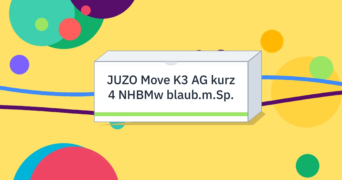 Symbolbild: Packung mit der Aufschrift JUZO Move K3 AG kurz 4 NHBMw blaub.m.Sp. (PZN 18590752) – Verfügbarkeit und Bezug in Apotheken in Frankfurt am Main
