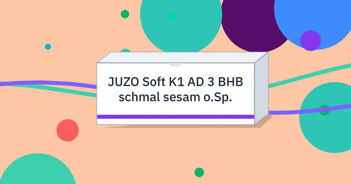 Symbolbild: Packung mit der Aufschrift JUZO Soft K1 AD 3 BHB schmal sesam o.Sp. (PZN 15462999) – Verfügbarkeit und Bezug in Apotheken in Frankfurt am Main
