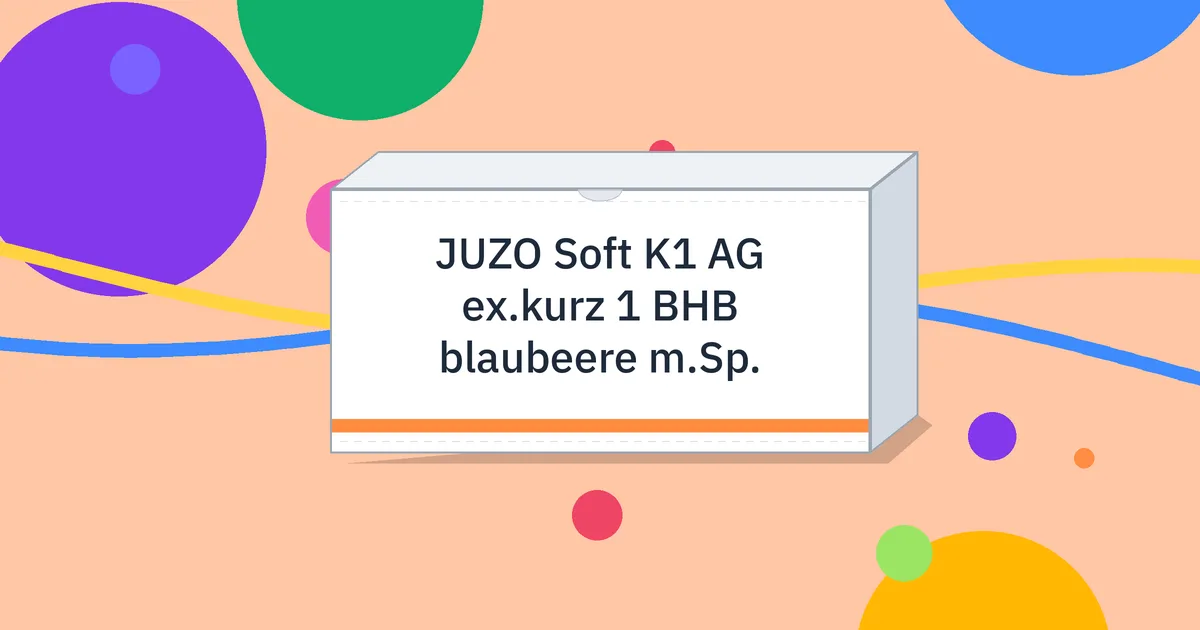 Symbolbild: Packung mit der Aufschrift JUZO Soft K1 AG ex.kurz 1 BHB blaubeere m.Sp. (PZN 14823573) – Verfügbarkeit und Bezug in Apotheken in Frankfurt am Main