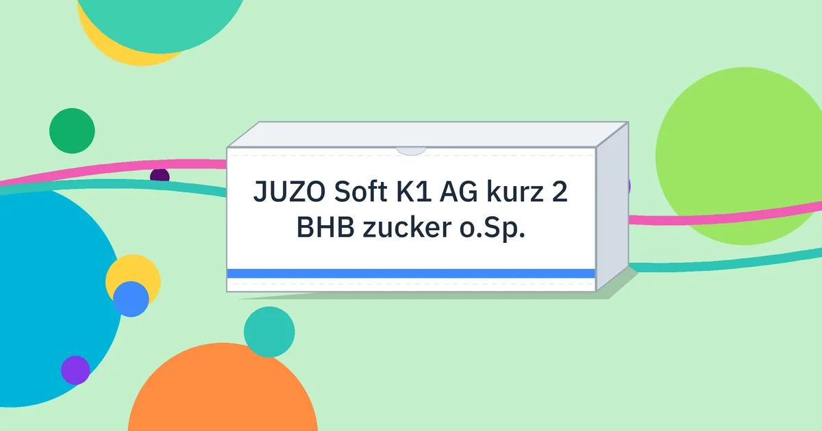 Symbolbild: Packung mit der Aufschrift JUZO Soft K1 AG kurz 2 BHB zucker o.Sp. (PZN 14822591) – Verfügbarkeit und Bezug in Apotheken in Frankfurt am Main