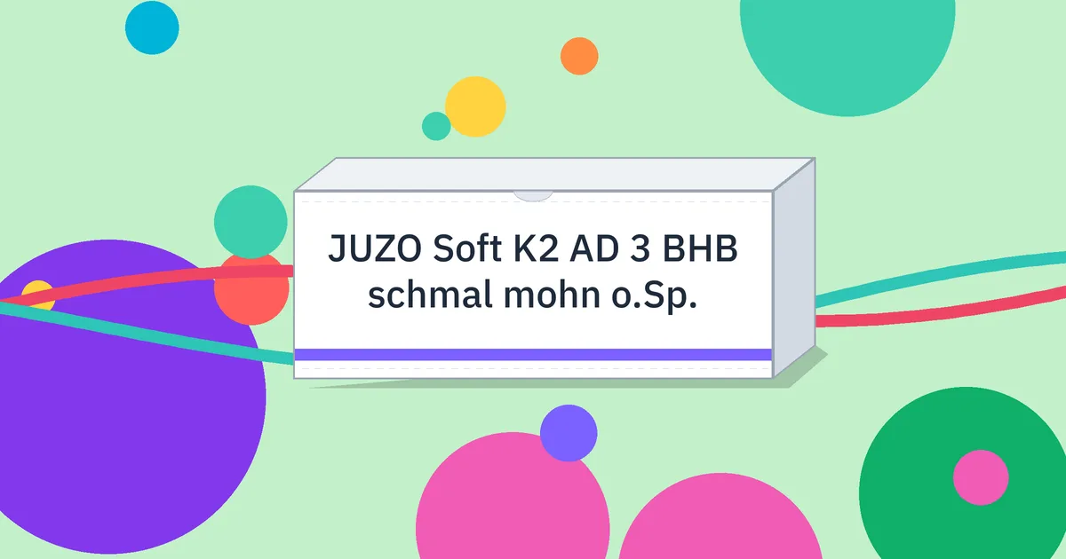 Symbolbild: Packung mit der Aufschrift JUZO Soft K2 AD 3 BHB schmal mohn o.Sp. (PZN 15467301) – Verfügbarkeit und Bezug in Apotheken in Frankfurt am Main