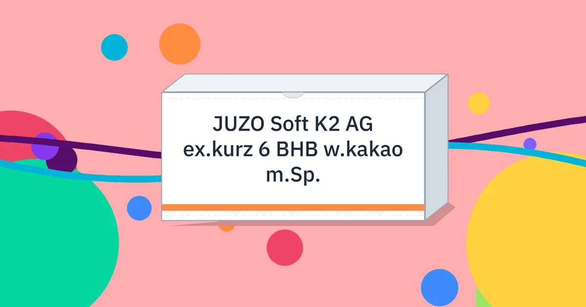 Symbolbild: Packung mit der Aufschrift JUZO Soft K2 AG ex.kurz 6 BHB w.kakao m.Sp. (PZN 14843742) – Verfügbarkeit und Bezug in Apotheken in Frankfurt am Main