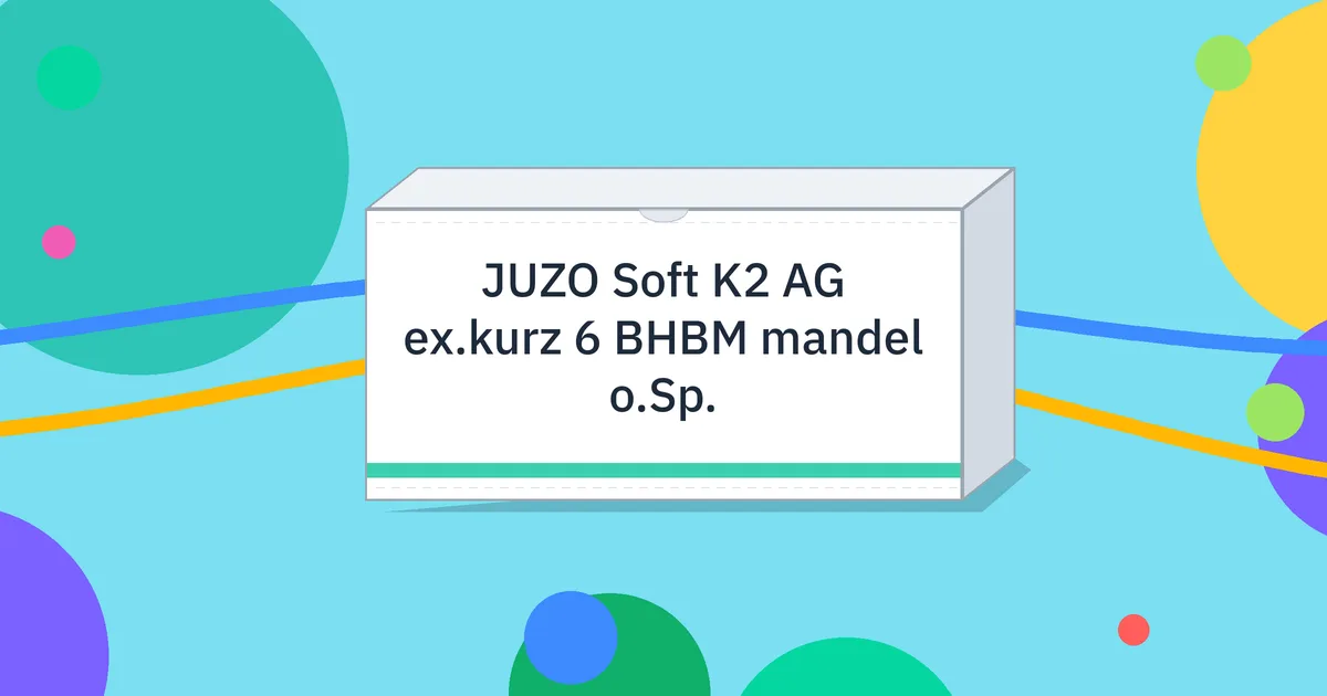 Symbolbild: Packung mit der Aufschrift JUZO Soft K2 AG ex.kurz 6 BHBM mandel o.Sp. (PZN 14862461) – Verfügbarkeit und Bezug in Apotheken in Frankfurt am Main