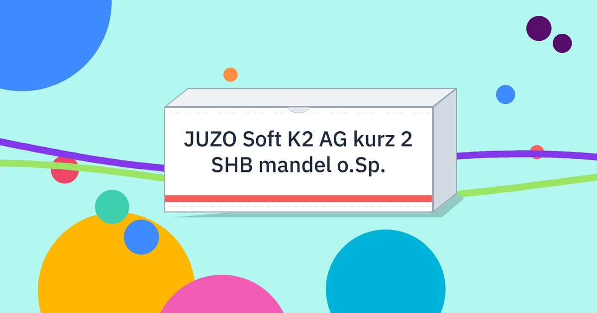 Symbolbild: Packung mit der Aufschrift JUZO Soft K2 AG kurz 2 SHB mandel o.Sp. (PZN 11308468) – Verfügbarkeit und Bezug in Apotheken in Frankfurt am Main