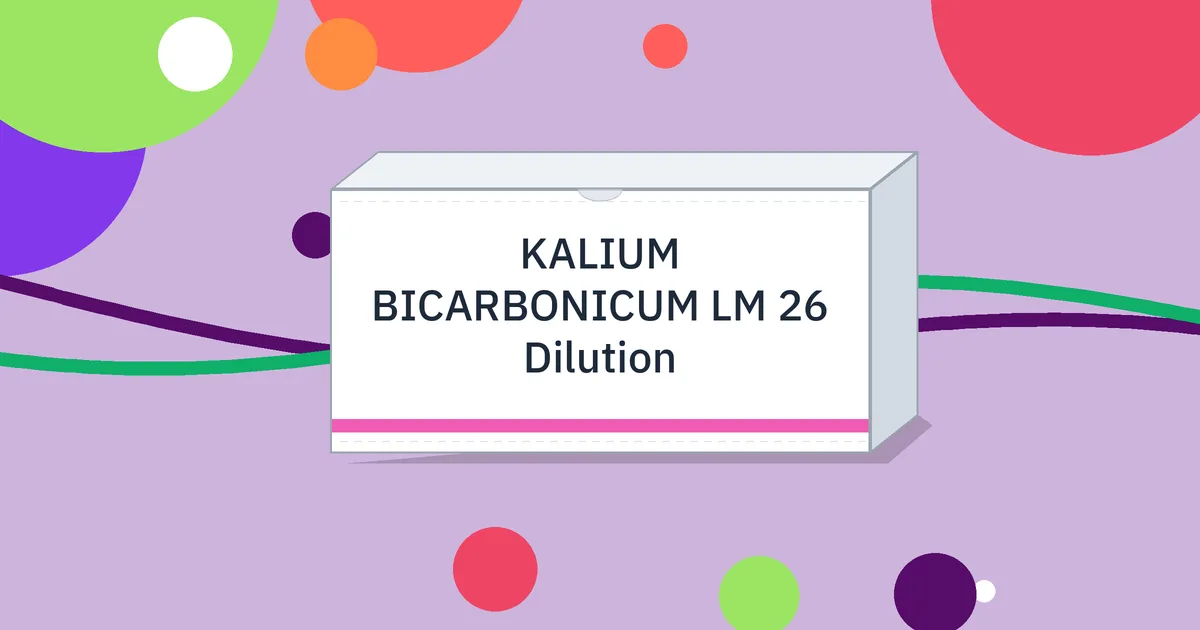 Symbolbild: Packung mit der Aufschrift KALIUM BICARBONICUM LM 26 Dilution (PZN 13783618) – Verfügbarkeit und Bezug in Apotheken in Frankfurt am Main