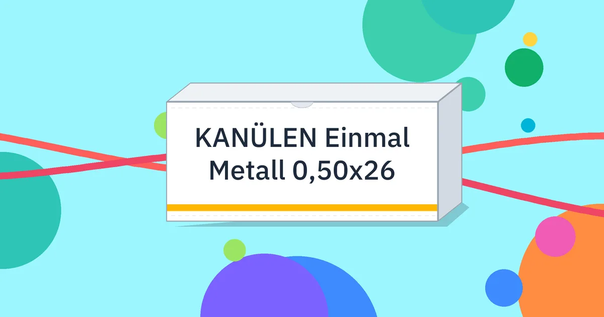 Symbolbild: Packung mit der Aufschrift KANÜLEN Einmal Metall 0,50x26 (PZN 01729482) – Verfügbarkeit und Bezug in Apotheken in Frankfurt am Main