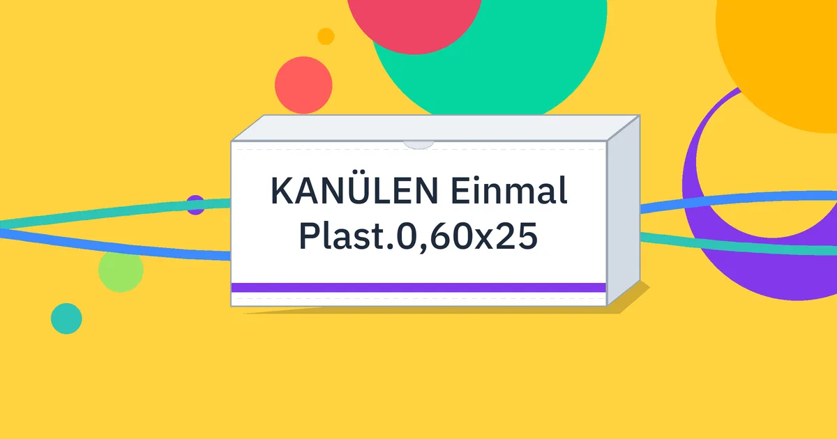 Symbolbild: Packung mit der Aufschrift KANÜLEN Einmal Plast.0,60x25 (PZN 01964510) – Verfügbarkeit und Bezug in Apotheken in Frankfurt am Main