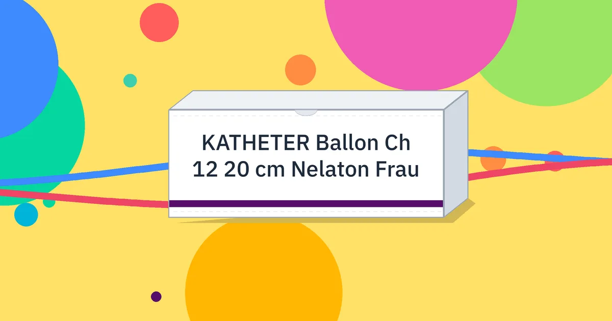 Symbolbild: Packung mit der Aufschrift KATHETER Ballon Ch 12 20 cm Nelaton Frau (PZN 01965946) – Verfügbarkeit und Bezug in Apotheken in Frankfurt am Main
