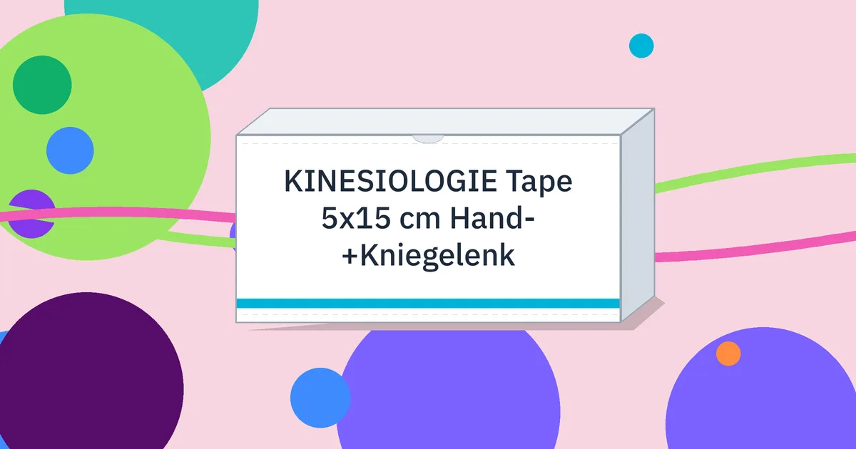 Symbolbild: Packung mit der Aufschrift KINESIOLOGIE Tape 5x15 cm Hand- +Kniegelenk (PZN 12373522) – Verfügbarkeit und Bezug in Apotheken in Frankfurt am Main